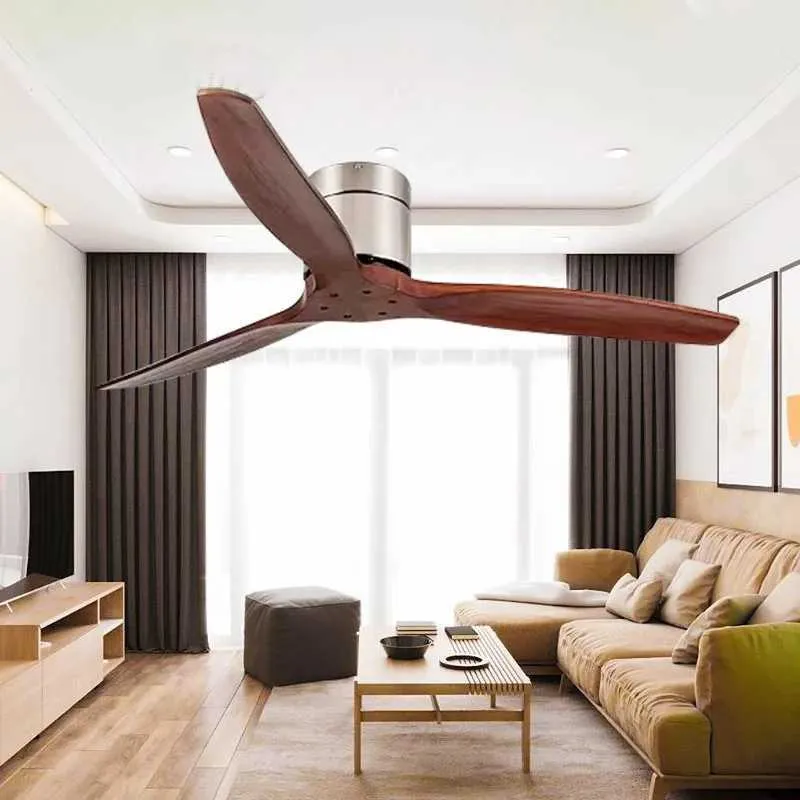 Dark Wood Ceiling Fan With Remote Control Large Solid Wood Ceiling Fan ...