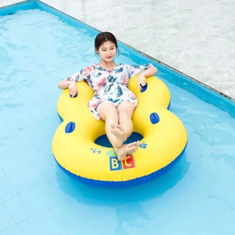 PVC 8 Word Inflatable Toys Swimming Ring Double Person Swim Interactive ...
