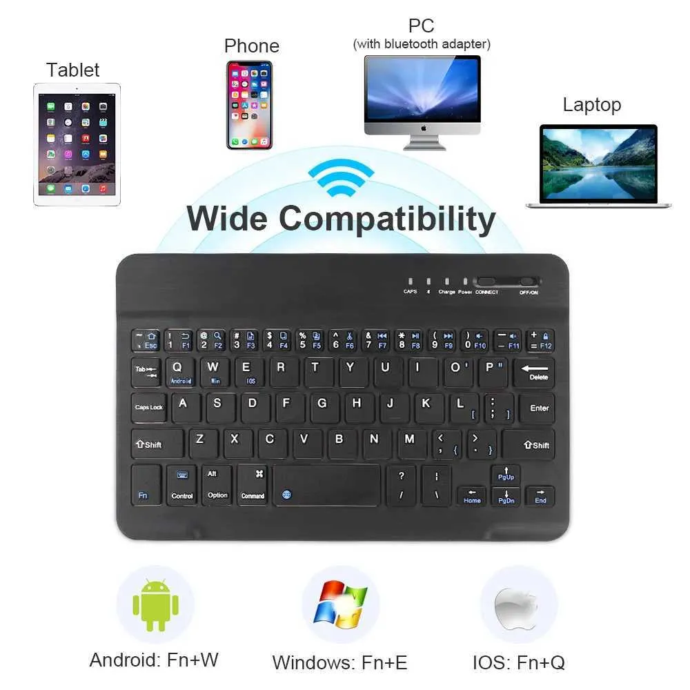 BT Wireless Keyboard 10 Inch Rechargeable Bluetooth Keyboard Russian ...