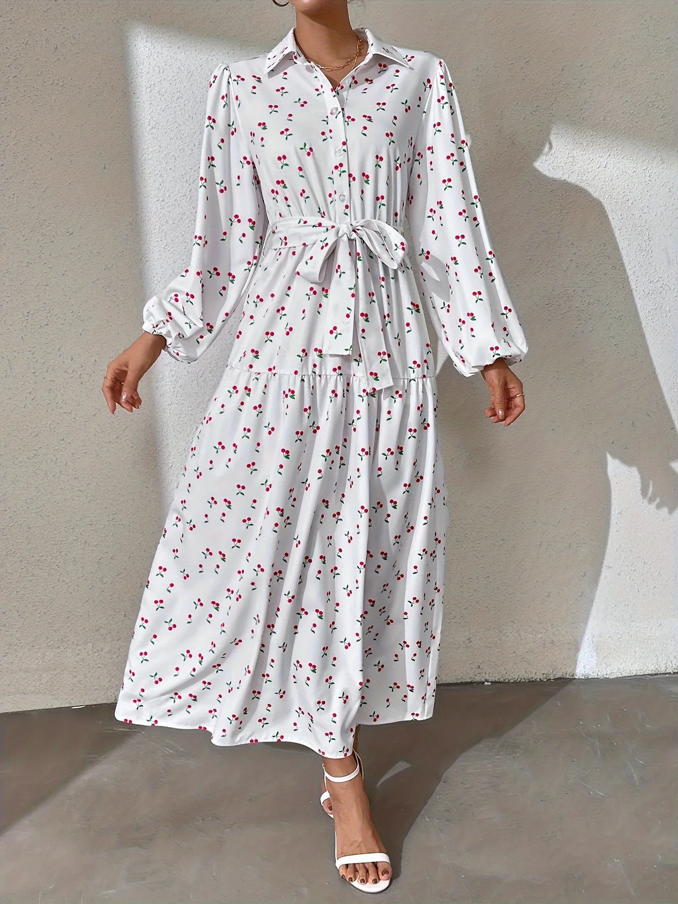 Elegant Women's Dubai Style Dress: Middle Eastern Inspired Lapel Tie ...
