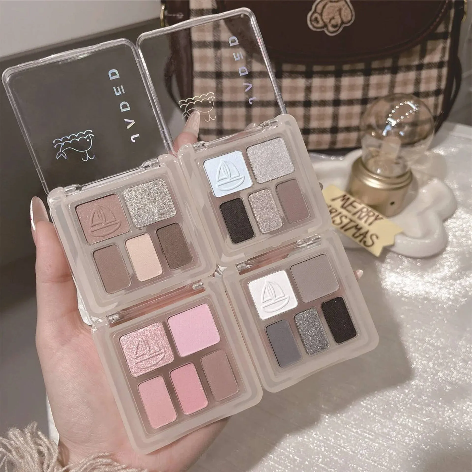 Mini Eyeshadow Palette Matte, Glitter, Pearly Brown Earth Tones Long ...