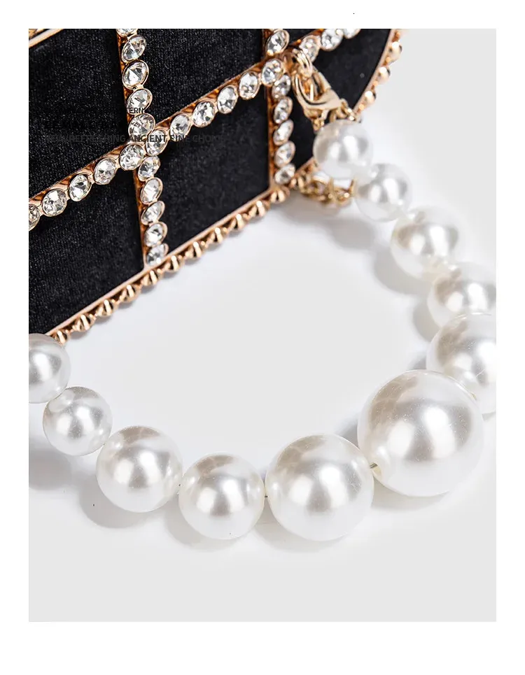 Luxury Diamond Metal Bucket Pearl Handle Shoulder Bag for Party Use ...