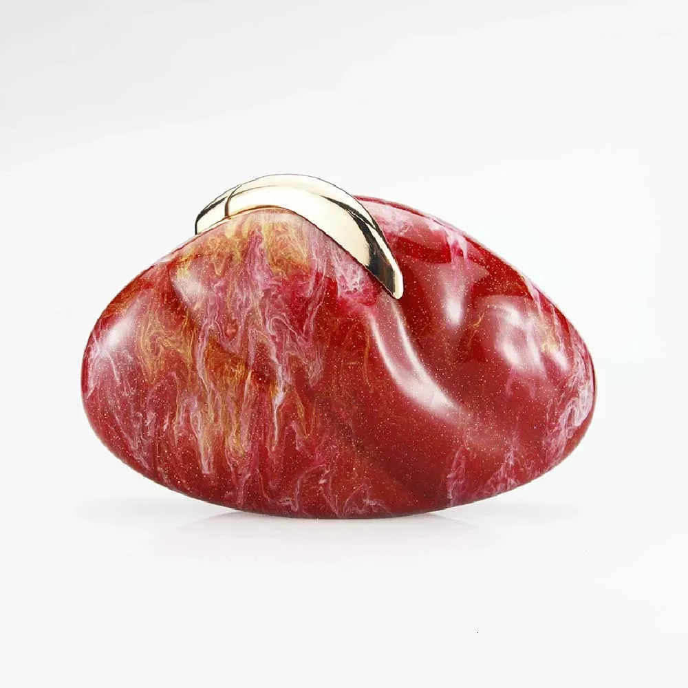 Flower Oval Egg Shell Clutch Bag Acrylic Pearl Beige Frame Mini ...