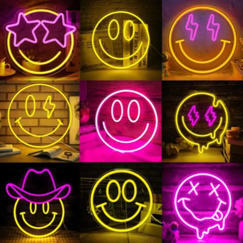 Smile Face Neon Sign LED Wall Decor USB Powered... From Joykiss, $17.16 ...