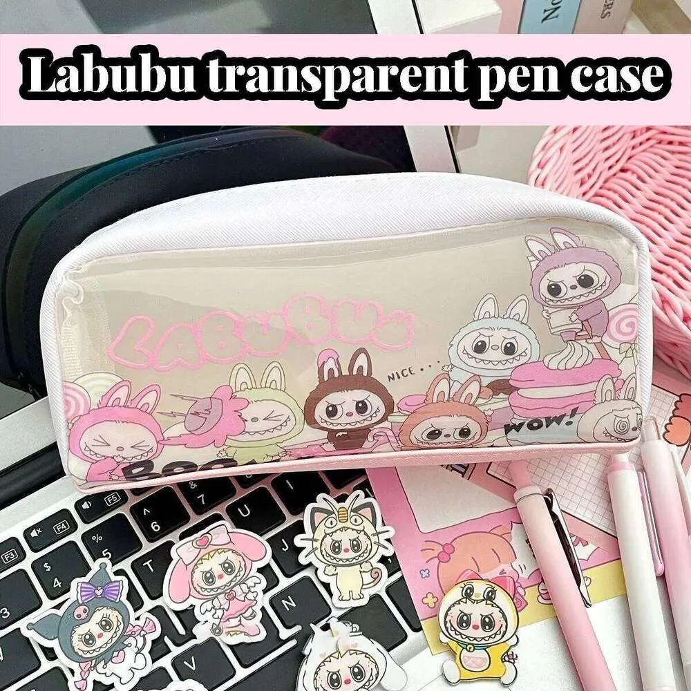 Labubu Blind Box Inspired Pencil Bag: Transparent Cartoon Large ...