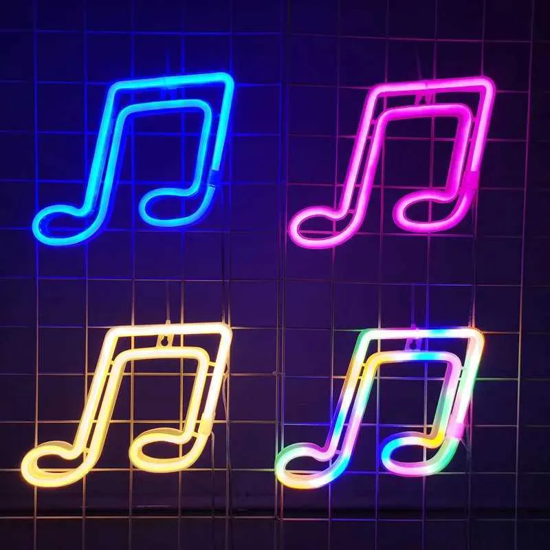 Musical Note LED Neon Sign USB Or Battery Powered Decorative Light For ...