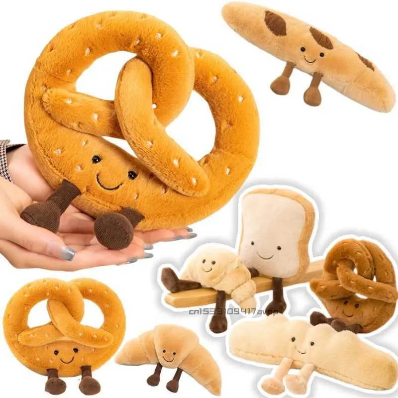 Kaii Pretzel Croissant Plush Toy Stuffed Bread Doll Soft Food Decor For ...