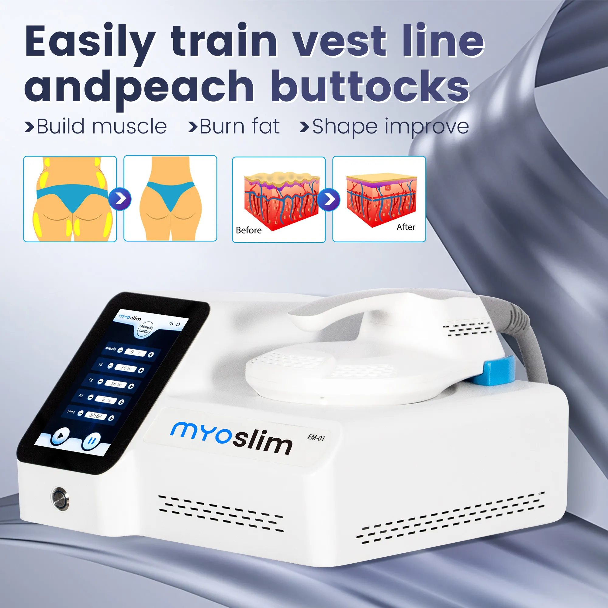 MYOSLIM Portable Electromagnetic RF Slimming Machine Single Handle Fat ...