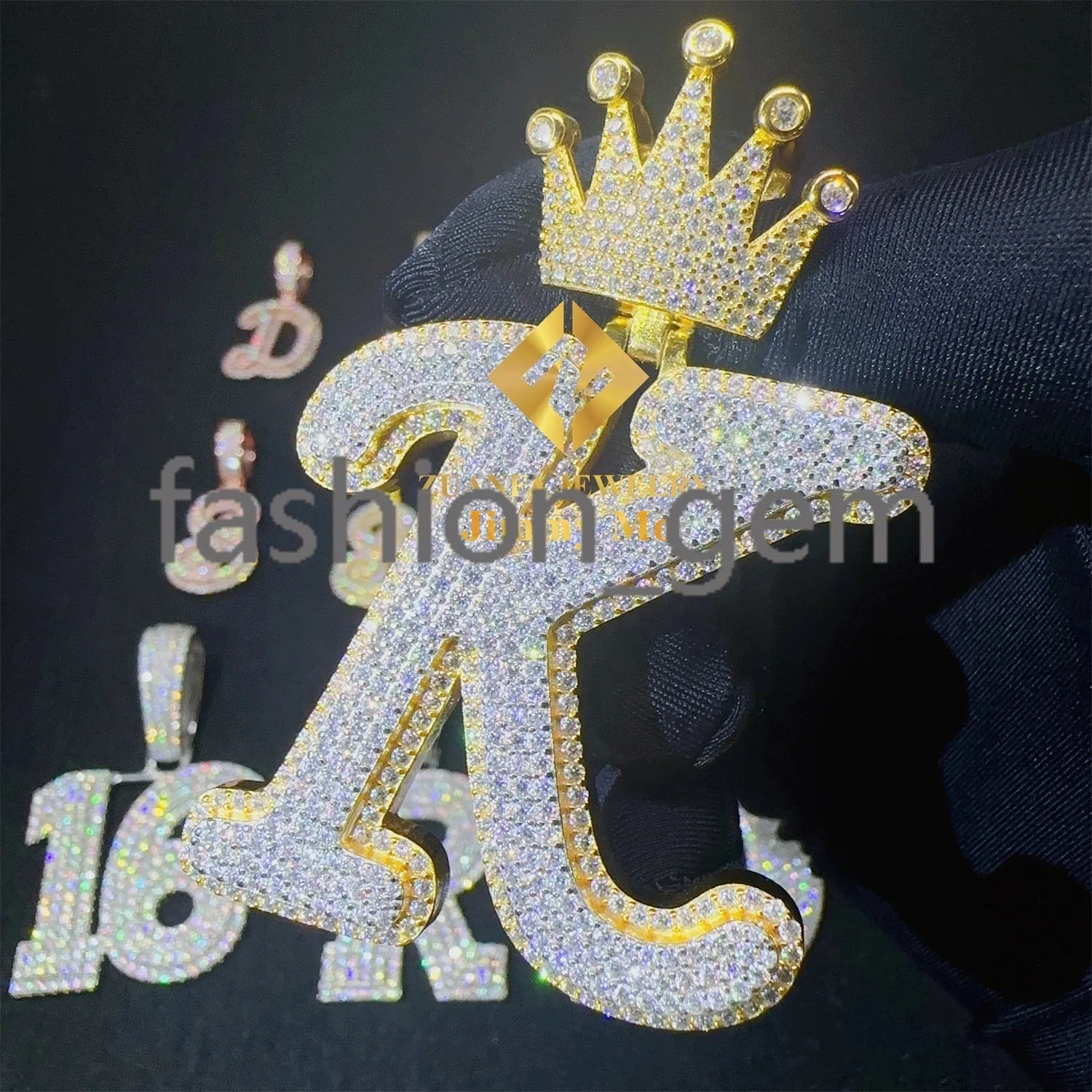 GRA Moissanite Jewelry: Iced Out Initial Letter Pendant Necklace ...