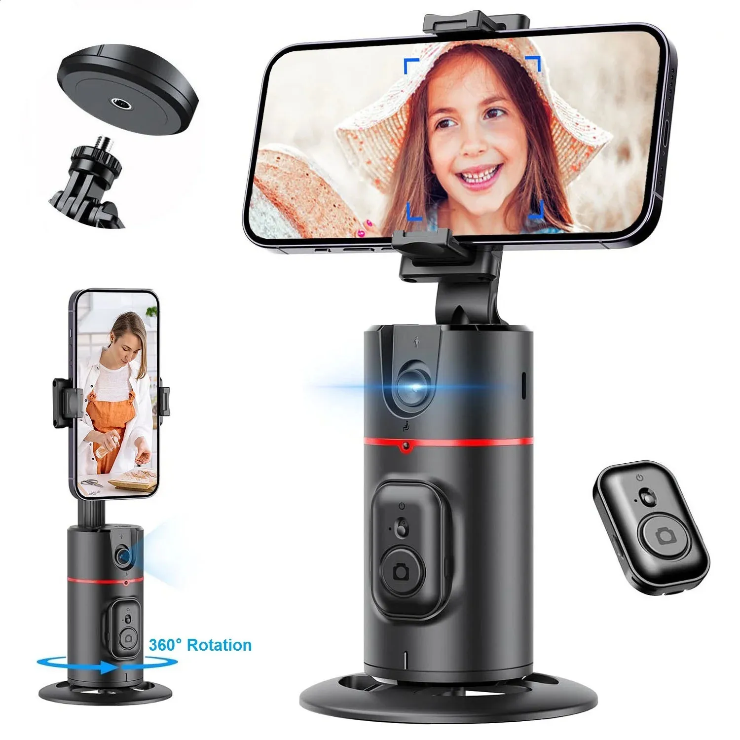 Auto Tracking Phone Holder With 360° Rotation Smart AI Desktop Stand ...