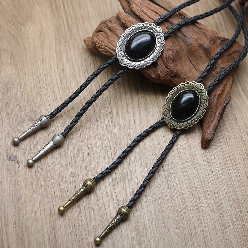 Leather Bolo Tie For Men Vintage Style Long Sweater Chain, Personality ...