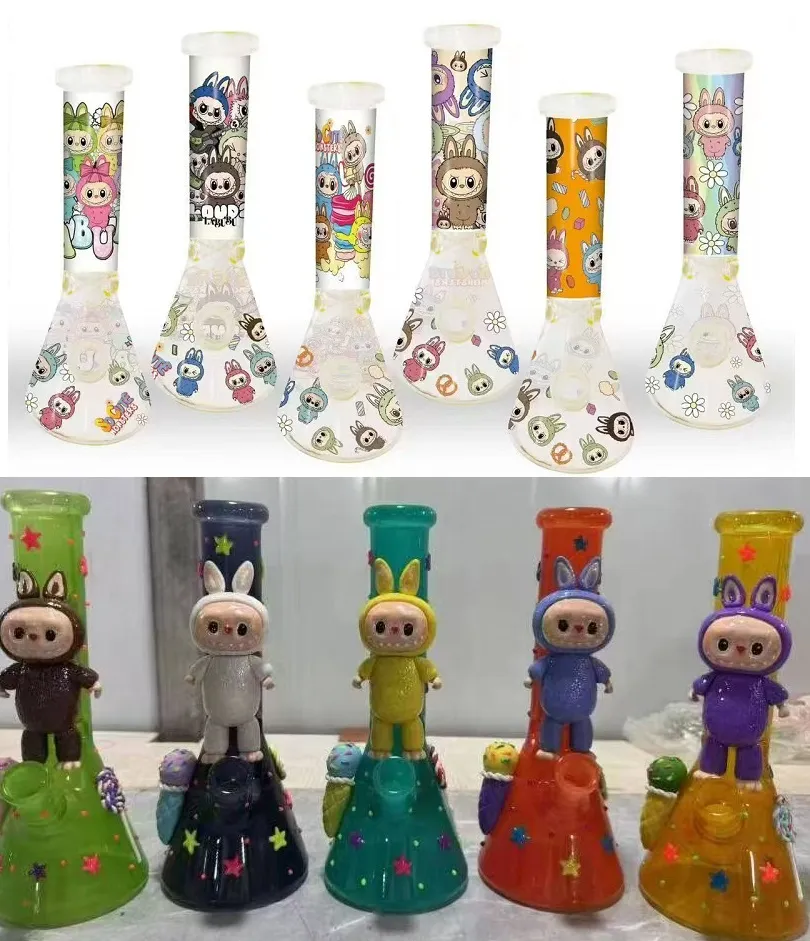 2025 New Labubu Glass Bong Hookah Kawaii Figure Face Water Pipes ...