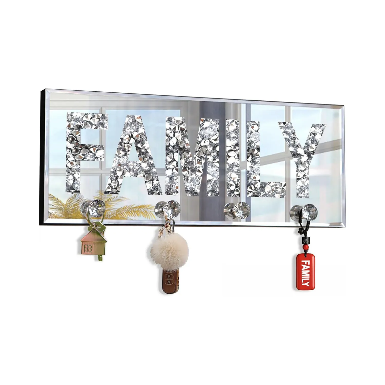 Decorative Key Hanger With Mirror Wall Mounted Key Holder & Storage For ...