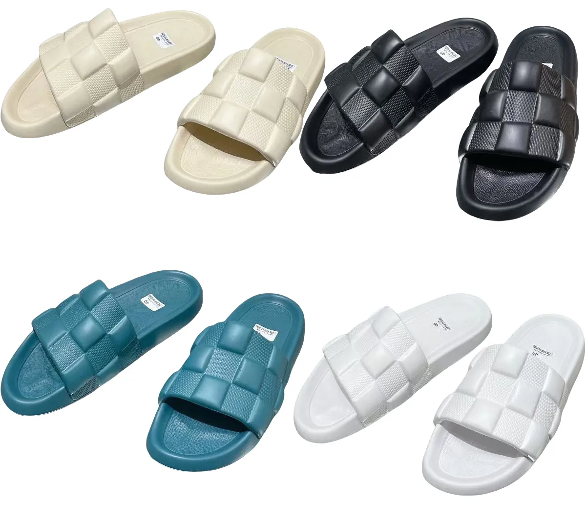 Designer Slippers: Gingham Fashion Scuffs Thick Base Summer Comfort ...