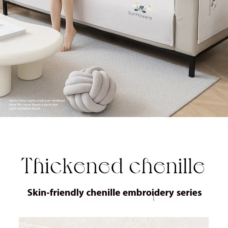 White Chenille All-Season Non-Slip Seat Cushion, Light Luxury ...