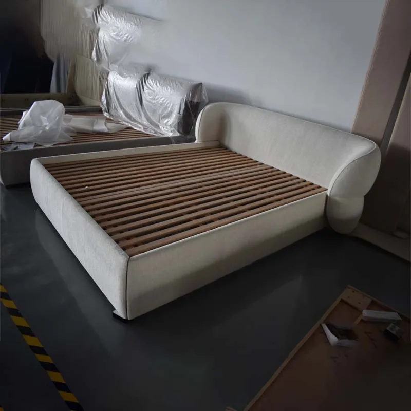 Soft Frame Bed With Storage White Modern Bed Frame For Master Bedroom ...