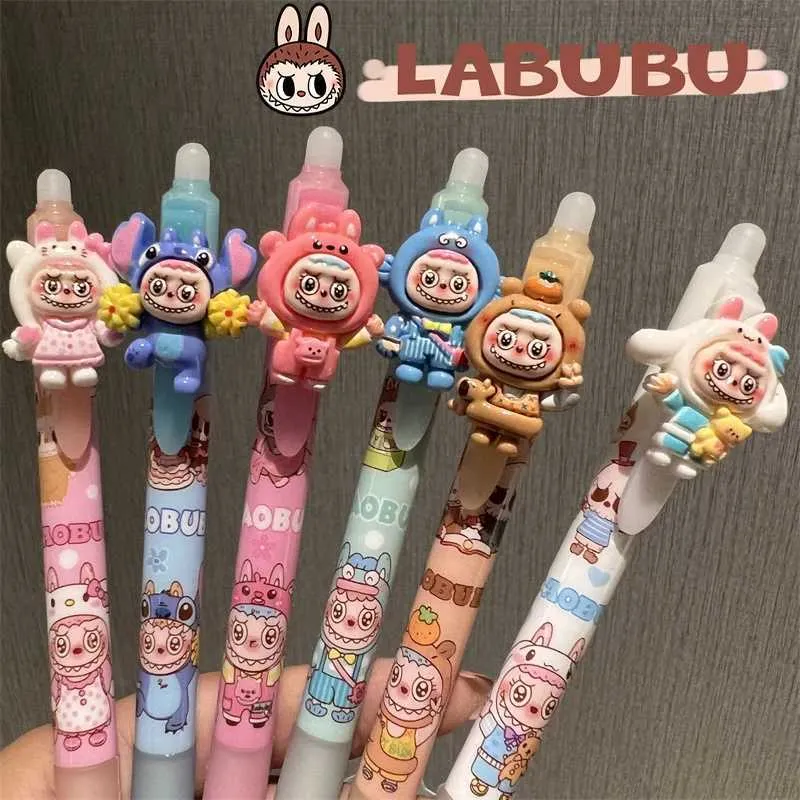 Labubu Blue Kawaii Gel Pens Erasable, Creative Cartoon Design For ...