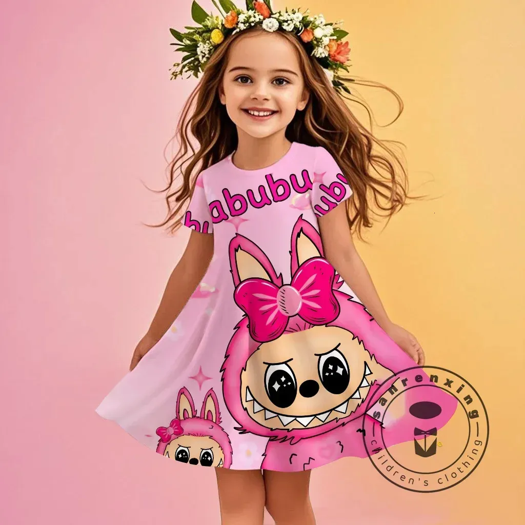 Miniso Summer Labubu Unicorn Dress For Girls Comfortable 3D Print ...