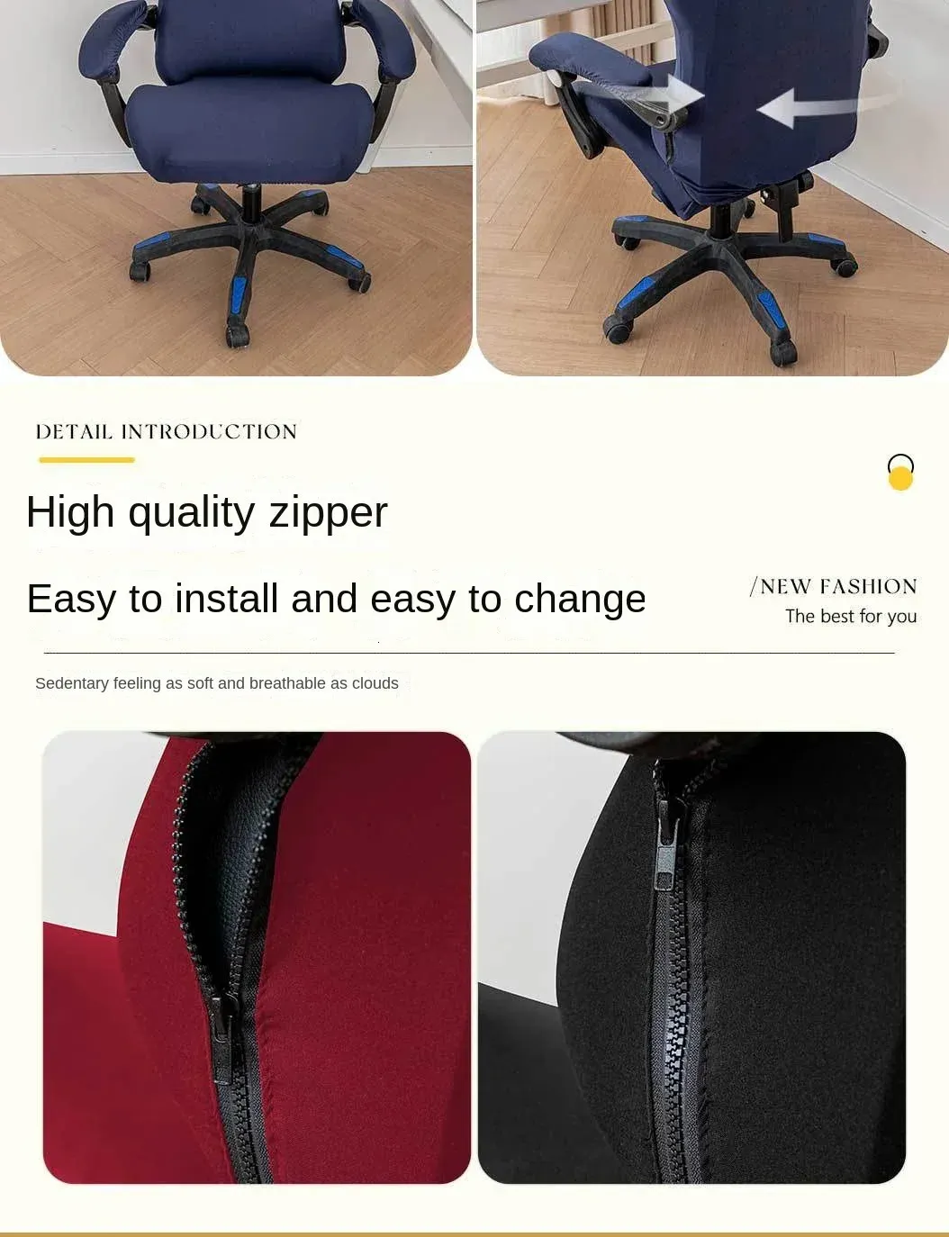 Gaming Chair Cover - Stretch Milk Silk Solid Color Swivel Chair Dust ...