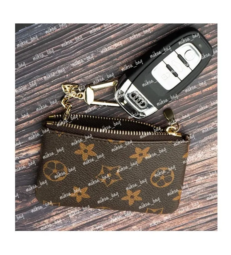 Embossed Leather Designer Zippy Key Chain Wallet With Key Pouch, Coin ...