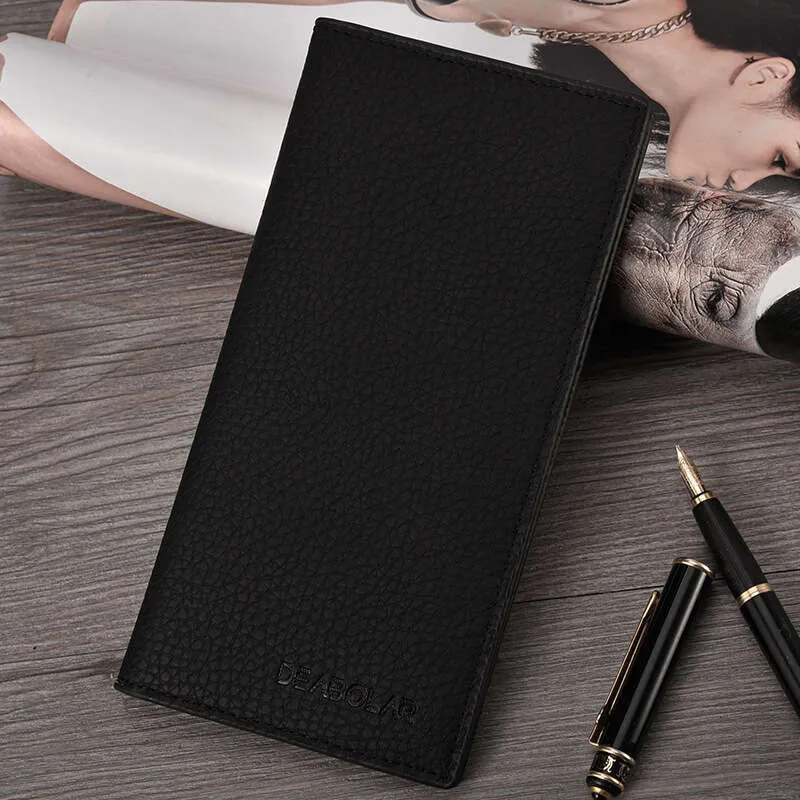 Men's Long Wallet With Lychee Texture And Multiple Card Slots Simple ...