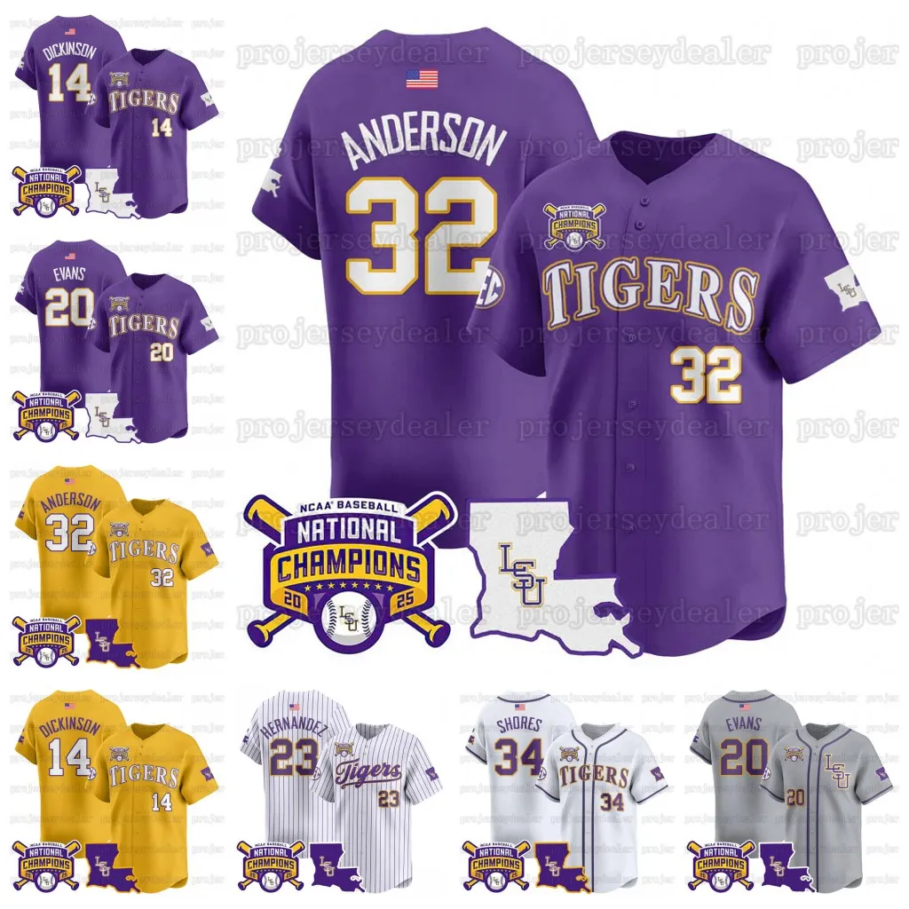 LSU Tigers 2025 College World Series National Champion Baseball Jerseys ...