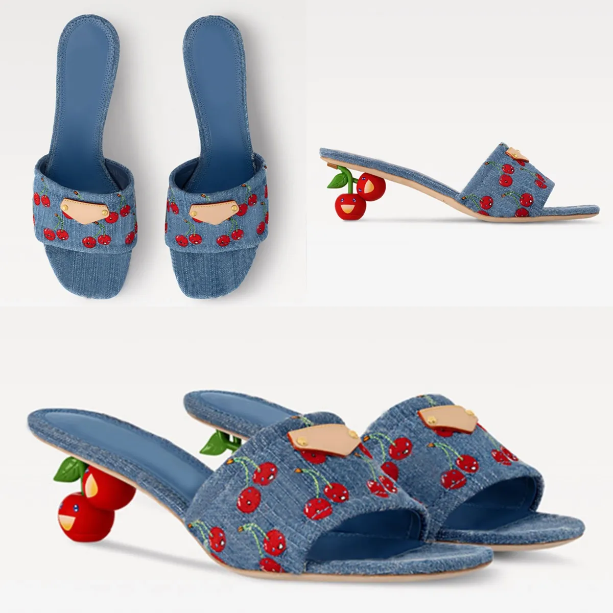 Famous Designer Cherry Heel Sandals Pink & Blue... From ...
