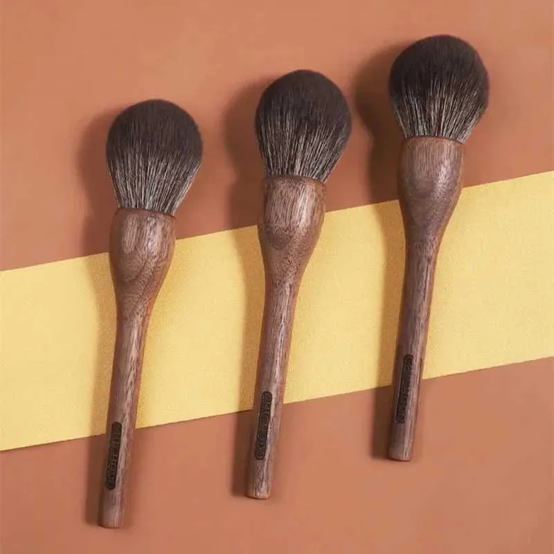 100% Original Walnut Wood Large Vintage Powder Brush With Ultra Soft ...
