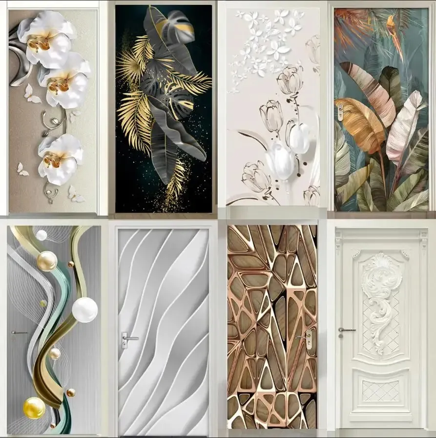 Modern 3D Abstract Door Sticker: Self Adhesive Waterproof Mural For ...