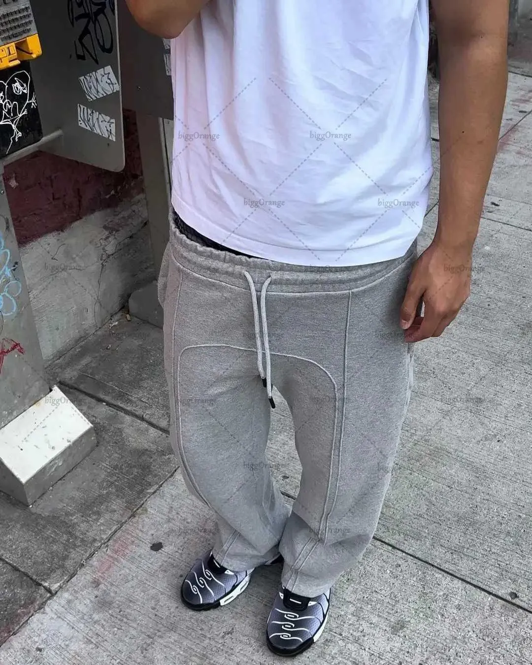 Mens Straight Leg Sweatpants Casual Denim Boot Cut Pants Mid Waist Knit ...