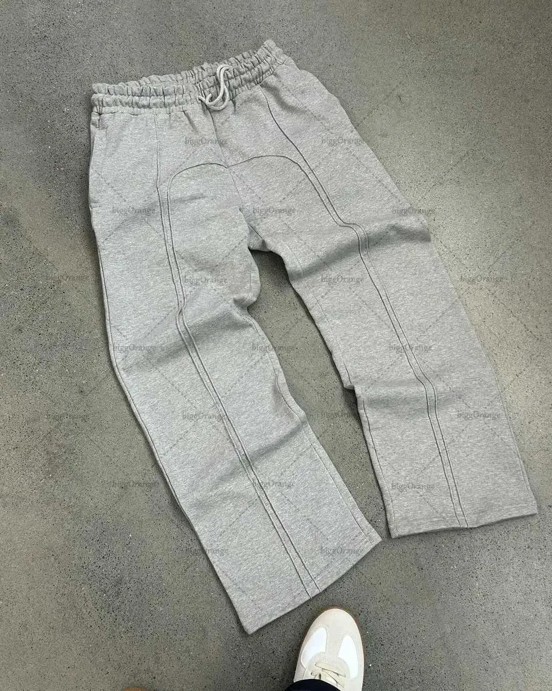 Mens Straight Leg Sweatpants Casual Denim Boot Cut Pants Mid Waist Knit ...