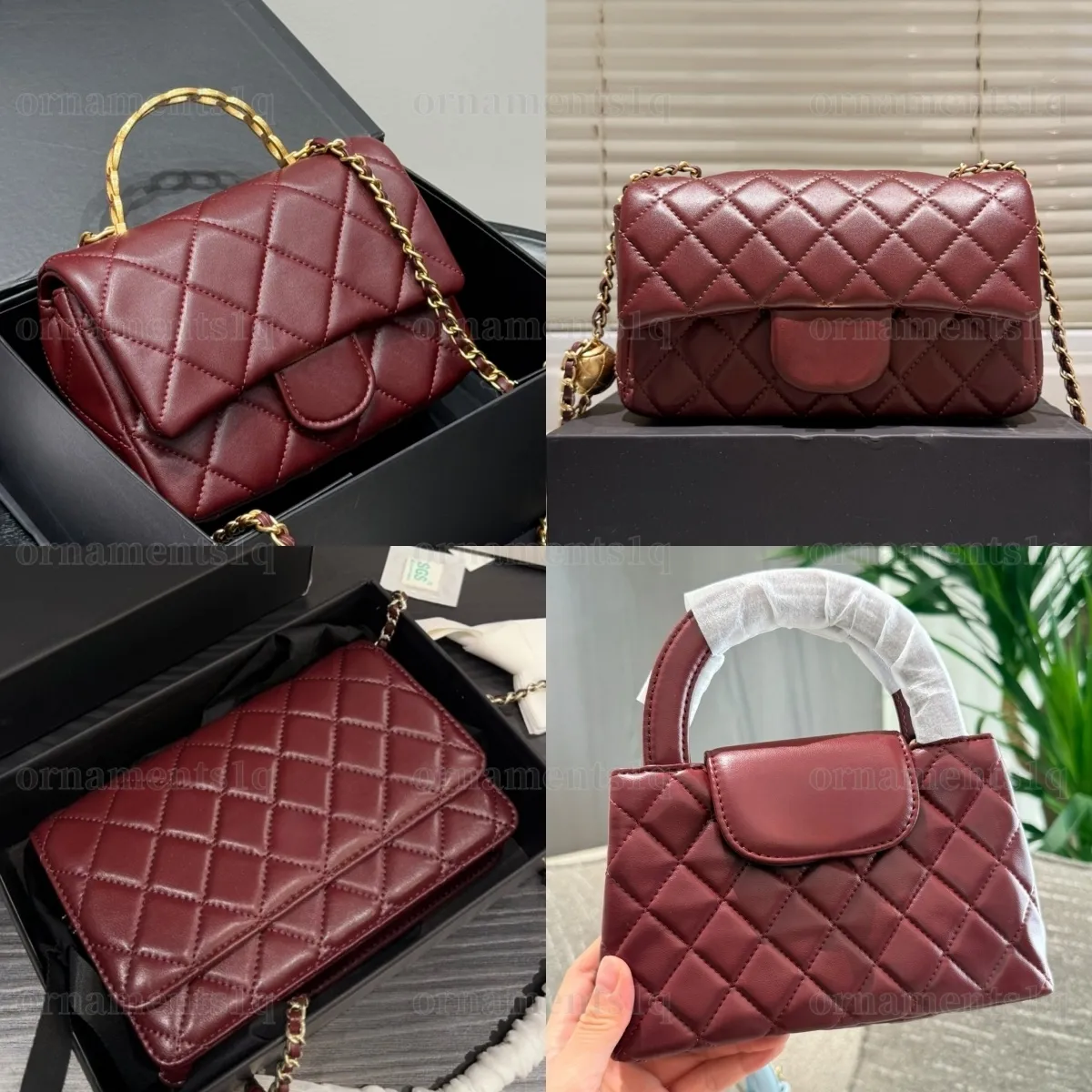 Luxury Crossbody Bag: Ladies' Mini Tote Bag With Chain Strap Burgundy ...
