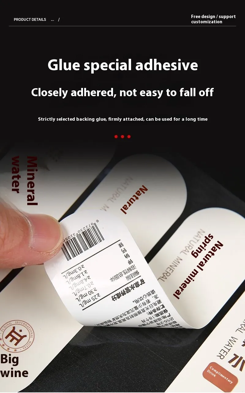 Colorful Transparent PVC Water Labels Single-Sided Double Roll Beverage ...