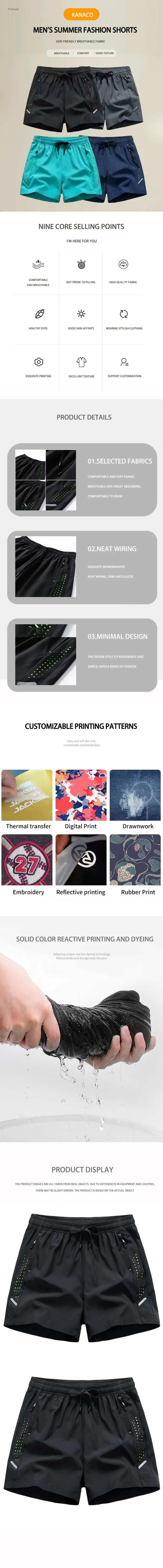 Men's Fashionable Nylon Spandex Sports Shorts - Quick-Dry Breathable ...