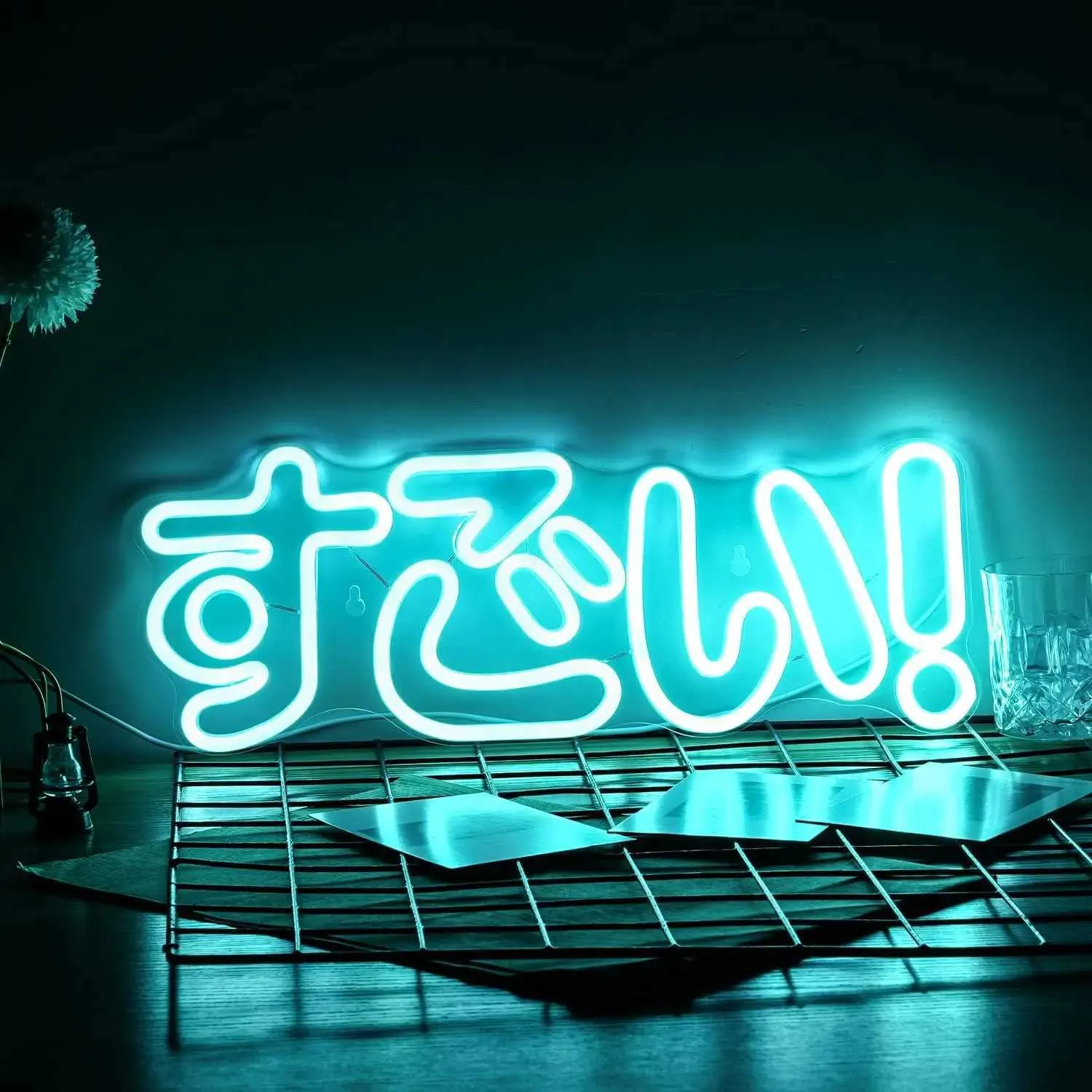 Terrific Neon Sign LED Ice Blue Japanese Neon Wall Decor For Party Room ...