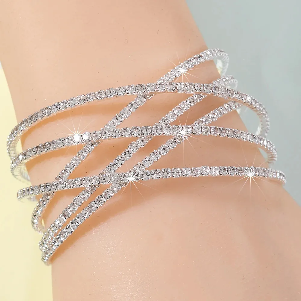 250626 Rhinestone Cuff Bracelets For Women 6 Layer... From Qiyuan07, $8 ...