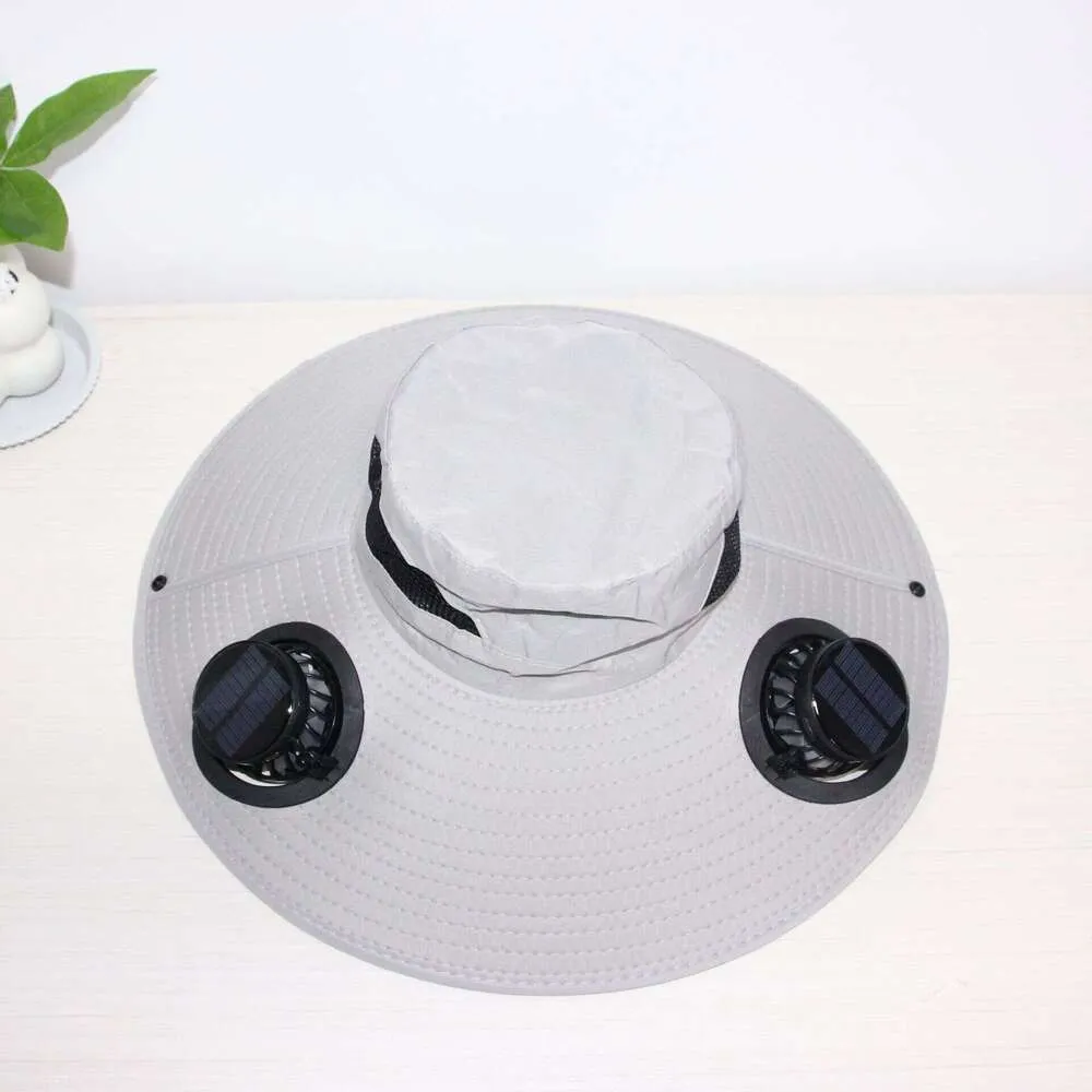 2025 Solar USB Fan Hat with Large Brim for Men, High Power Charging, UV ...