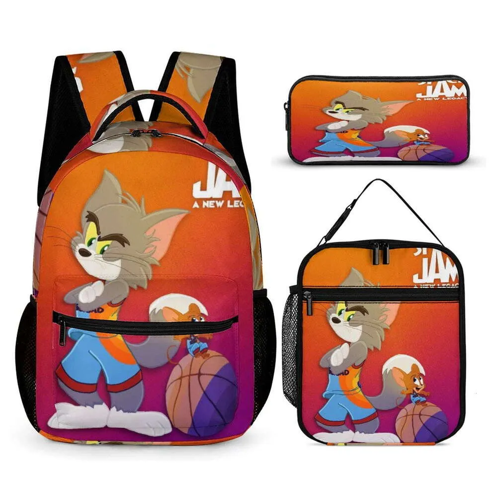 Tom And Jerry Space Jam Pokemon Backpack Set Anime Casual Daypack With ...