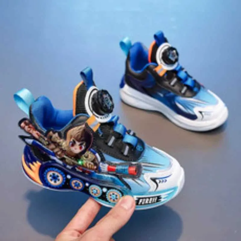 W250627 Black Goku Kids Sneakers Cartoon Rotary Button Design For Boys ...