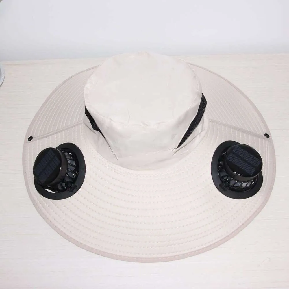 2025 Solar USB Fan Hat with Large Brim for Men, High Power Charging, UV ...