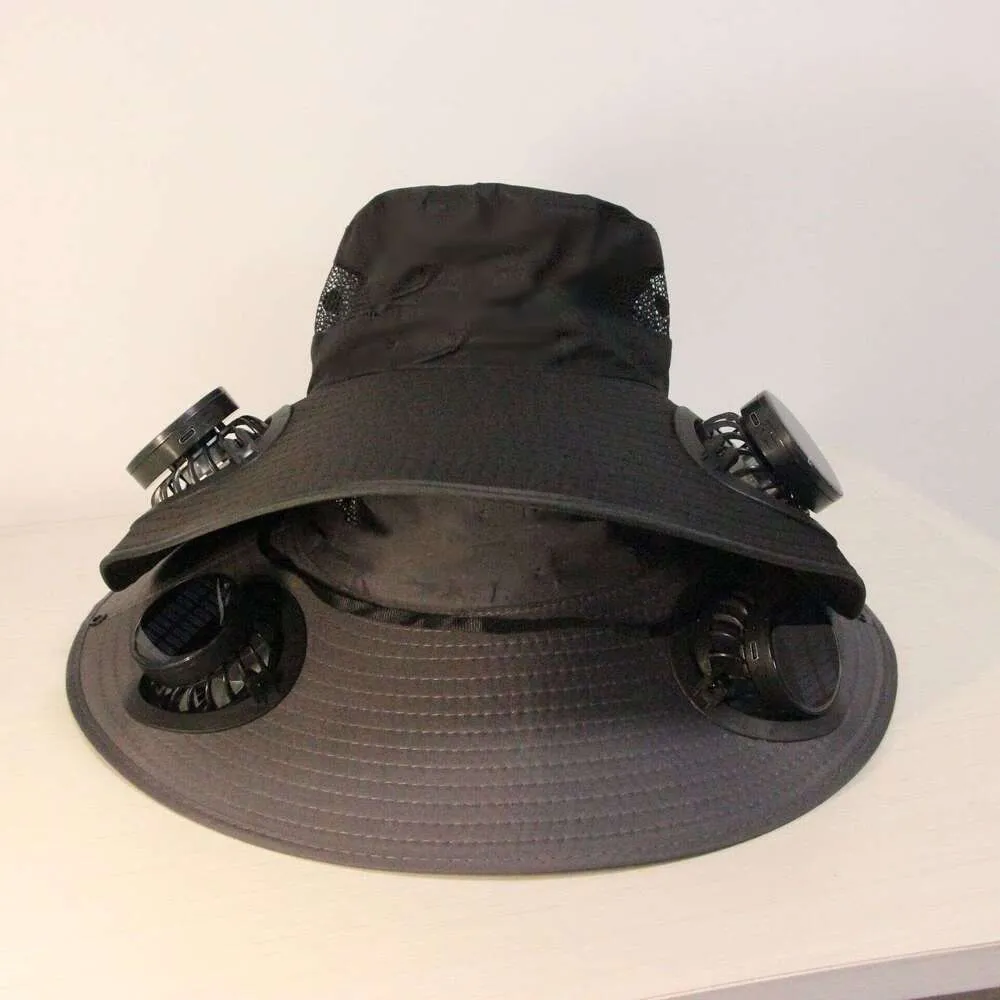 2025 Solar USB Fan Hat with Large Brim for Men, High Power Charging, UV ...