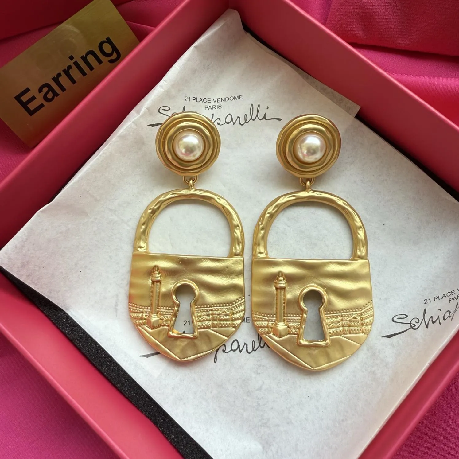 Schiaparelli Oversized Padlock Earrings Gold... From Xc2022, $14.27 ...