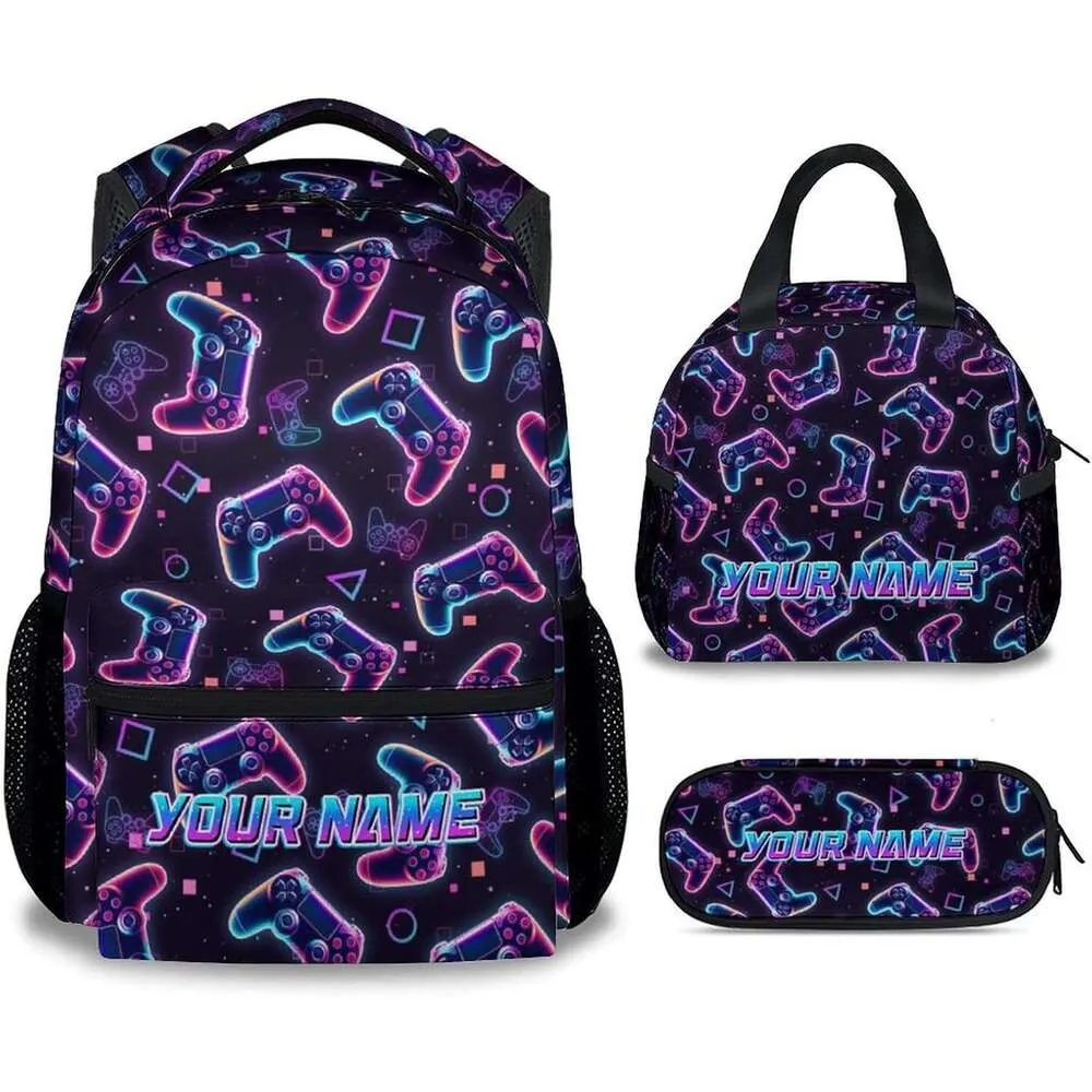 3 In 1 Gaming Dinosaur Backpack Set For Boys Customizable 17 Inch ...