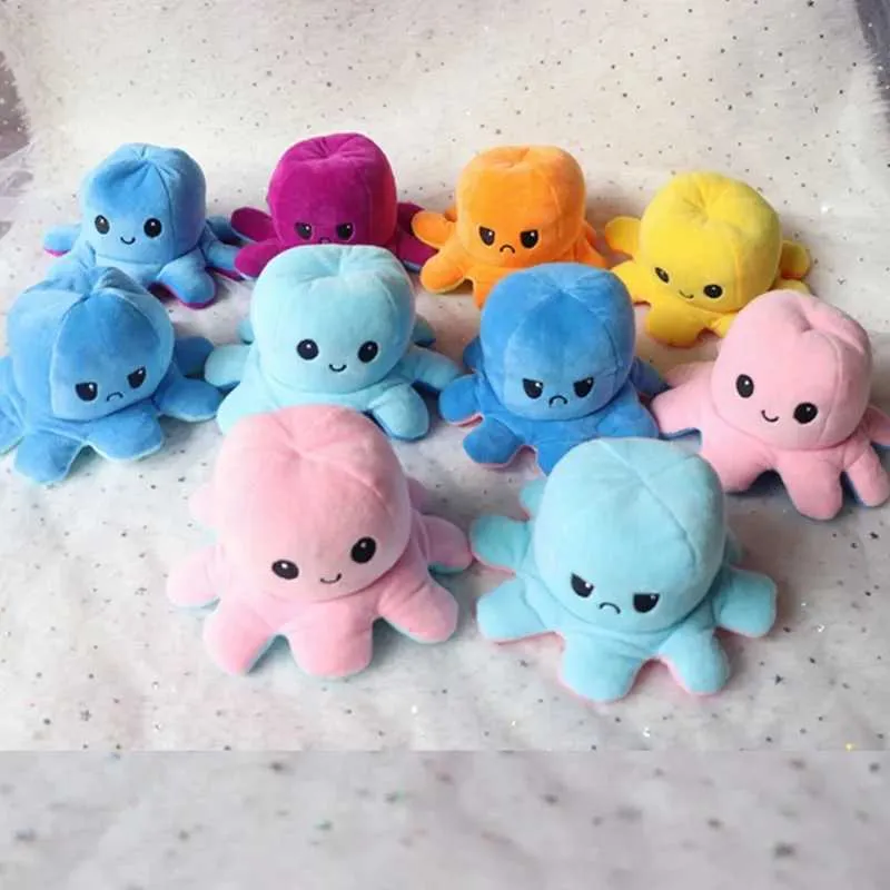 Flip-Over Octopus Plush Toy: Double-Sided Flip Doll with Changing ...