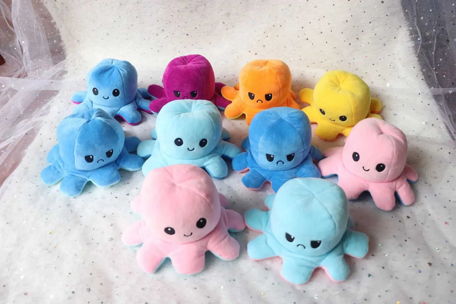 Flip-Over Octopus Plush Toy: Double-Sided Flip Doll with Changing ...