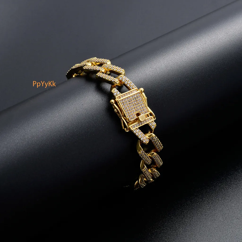 14MM Moissanite Cuban Chain Bracelet For Men Luxury VVS Iced Out Hip ...