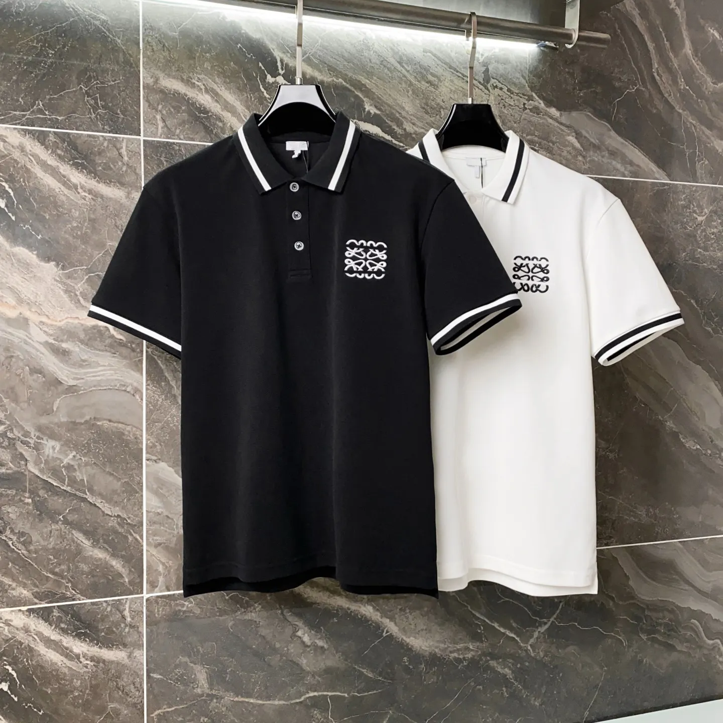 Designer Mens Cotton Polo Shirt Classic Business Casual Lapel Button ...