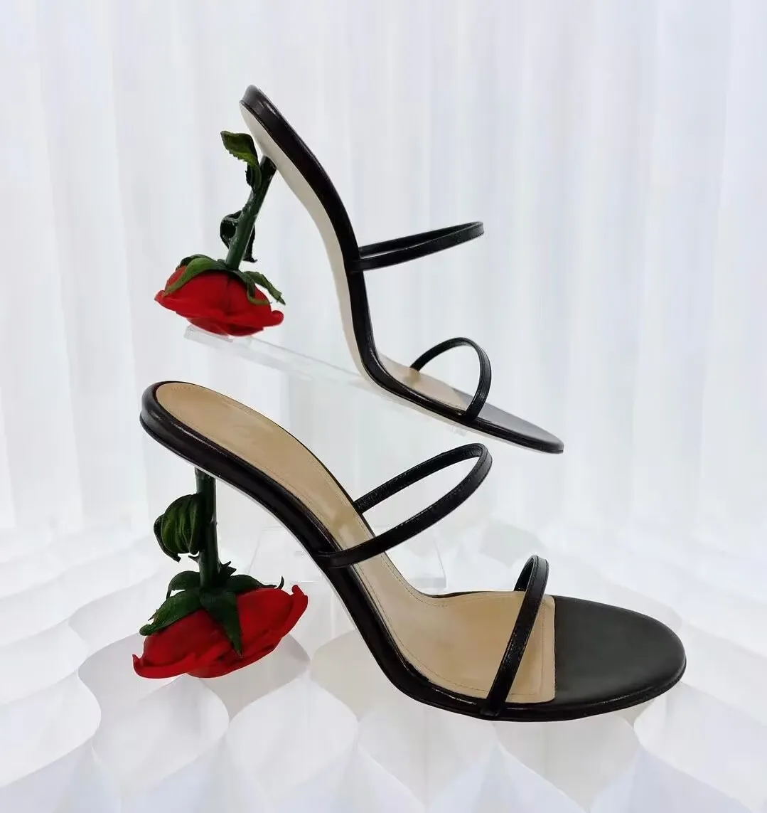 Bulk Luxury Fashion Rose Heel Sandals Shoes Ankle Strappy High Heels ...