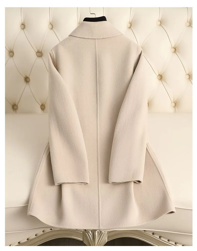 Double-Faced Fleece Wool Coat for Women, Short, D4254, Autumn and ...