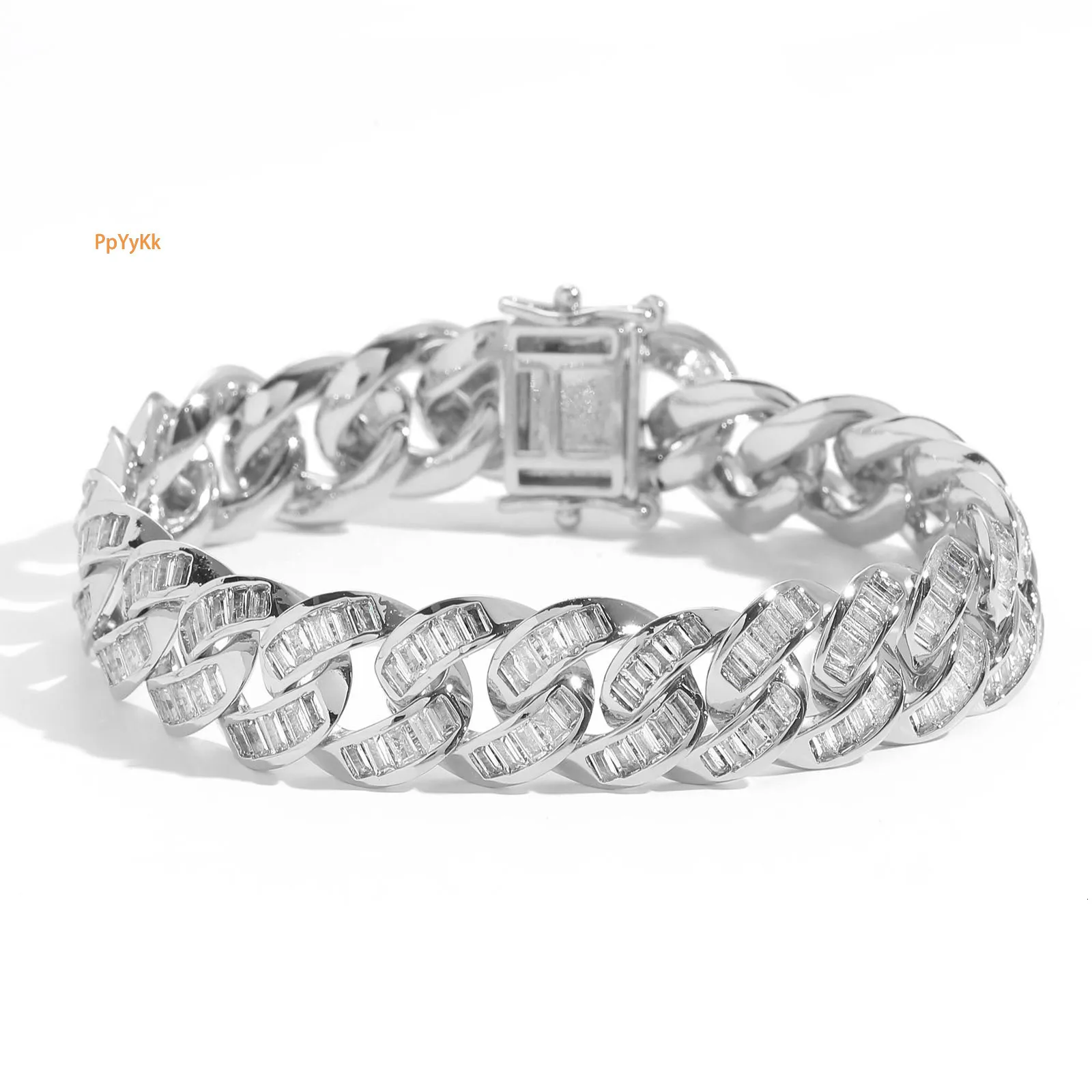 13mm Luxury VVS Moissanite T-Shaped Square Cuban Chain Iced Out Hip Hop ...